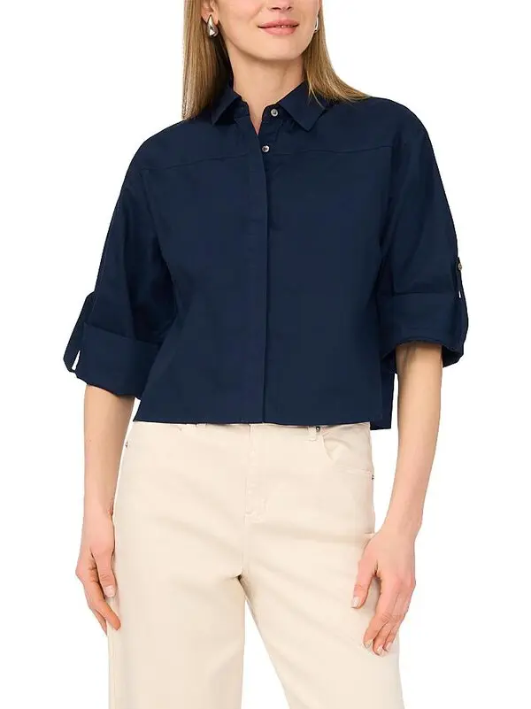 1.State Boxy Button Down Shirt - Classic Navy