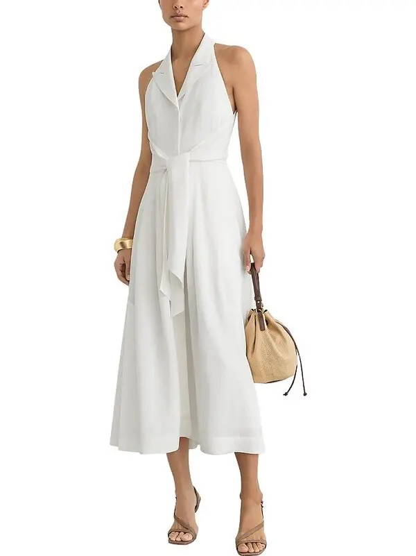 REISS Petites Tor Midi Dress - Ivory