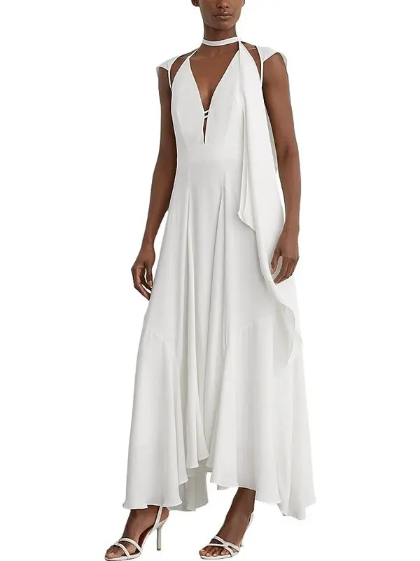REISS Evory Draped Cape Dress - Ivory