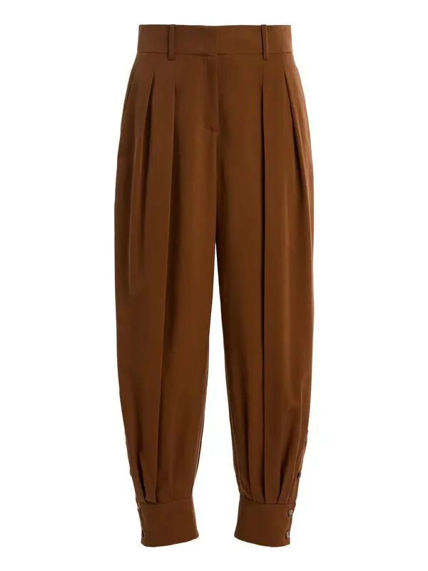Michael Kors Silk Gabardine Tapered Trousers - Brown