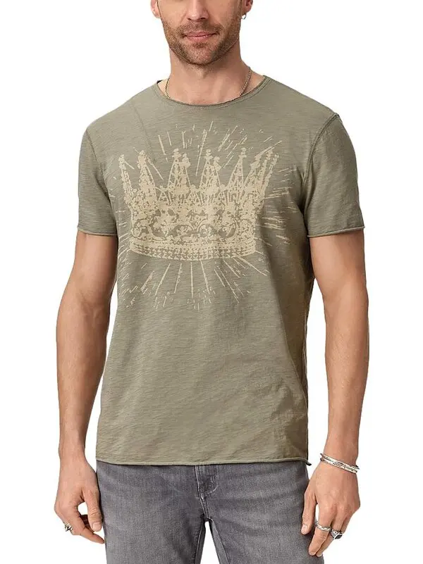 John Varvatos Raw Edge Shoulder Detail Tee - Light Olive