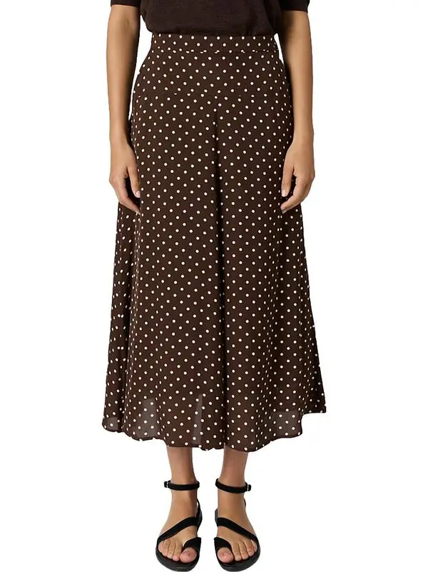 Gerard Darel Jihan A-line Polka Dot Midi Skirt - Brown