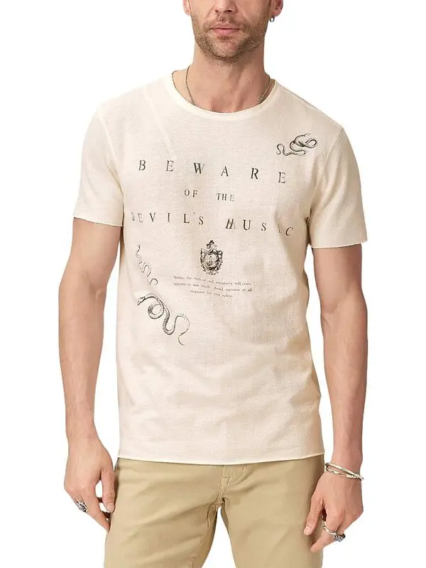 John Varvatos Raw Edge Shoulder Detail Tee - Buttercream