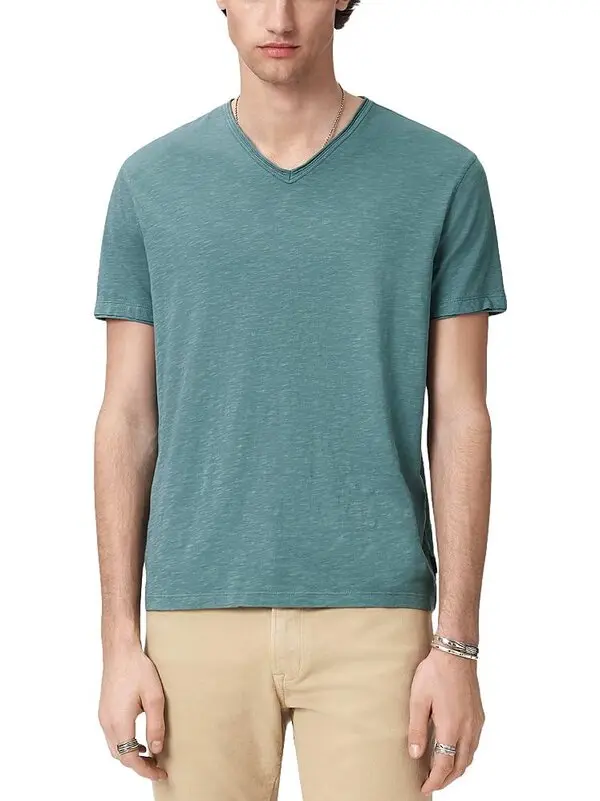 John Varvatos Miles Slub Cut Raw Edge V-neck Tee - Fog