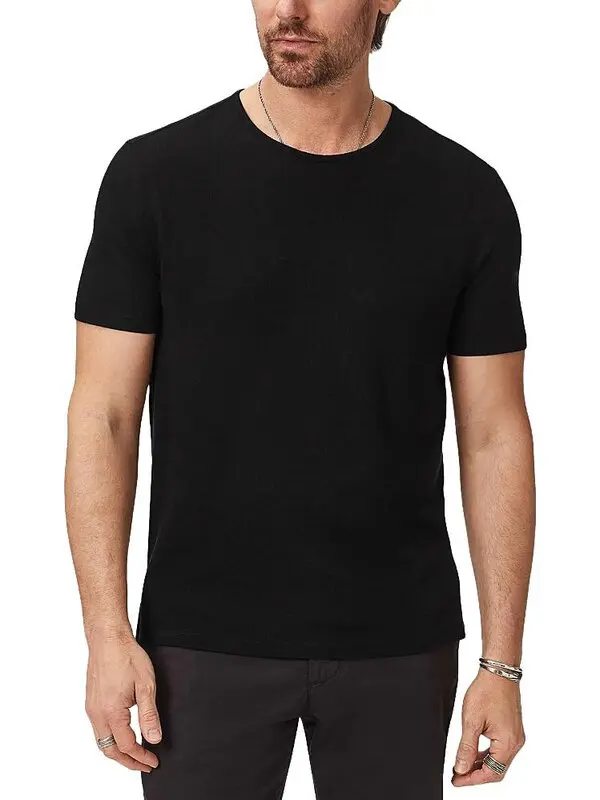 John Varvatos Stanley Short Sleeve Crewneck Tee In Broken Stitch - Black