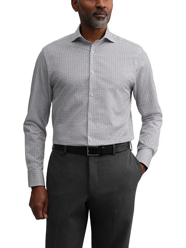 Ted Baker London Nantucket Slim Fit Premium Stretch Medallion Dress Shirt - Grey Multi