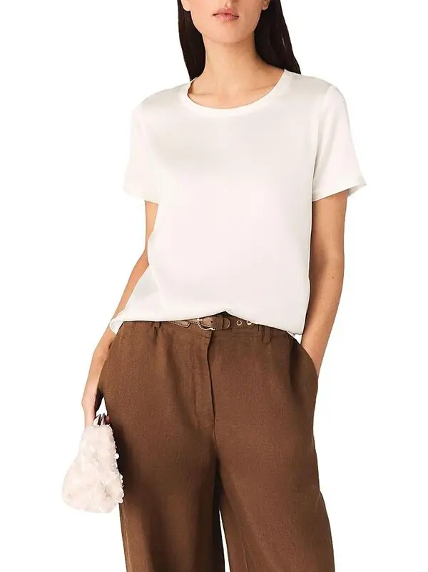 Maje Limeon Short Sleeve Silk Blend Top - White