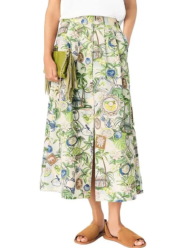 Maje Printed Maxi Skirt With Integrated Shorts - Postcard Print