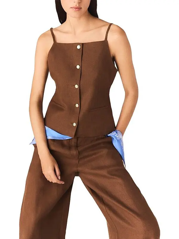 Maje Lilicao Linen Top - Brown