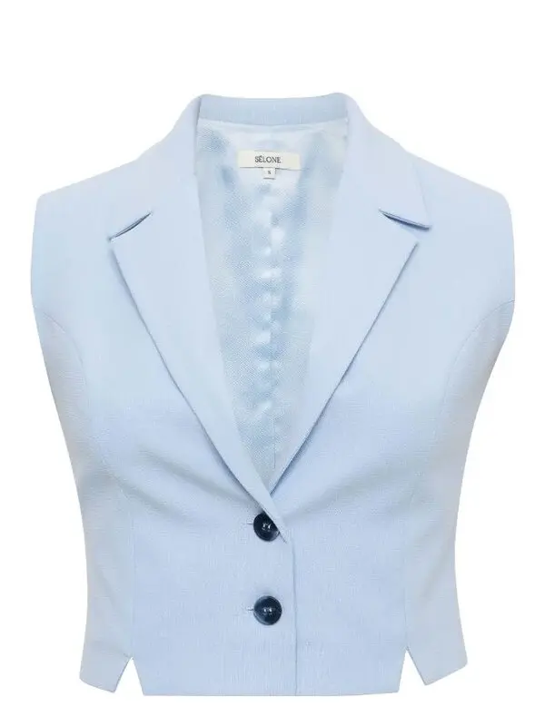 Sélone Aura Slit Tailored Vest - Blue