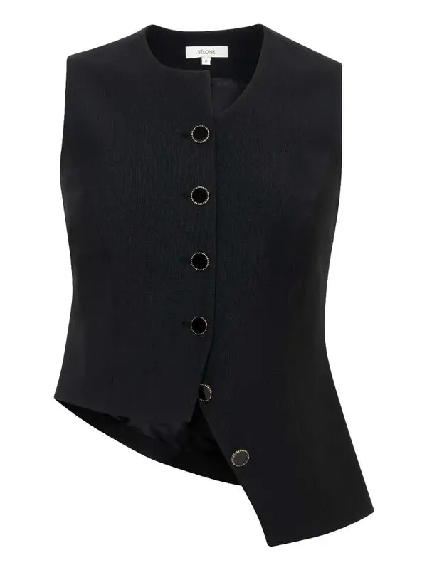 SÉLONE Calin Asymmetric Tie Vest - Black