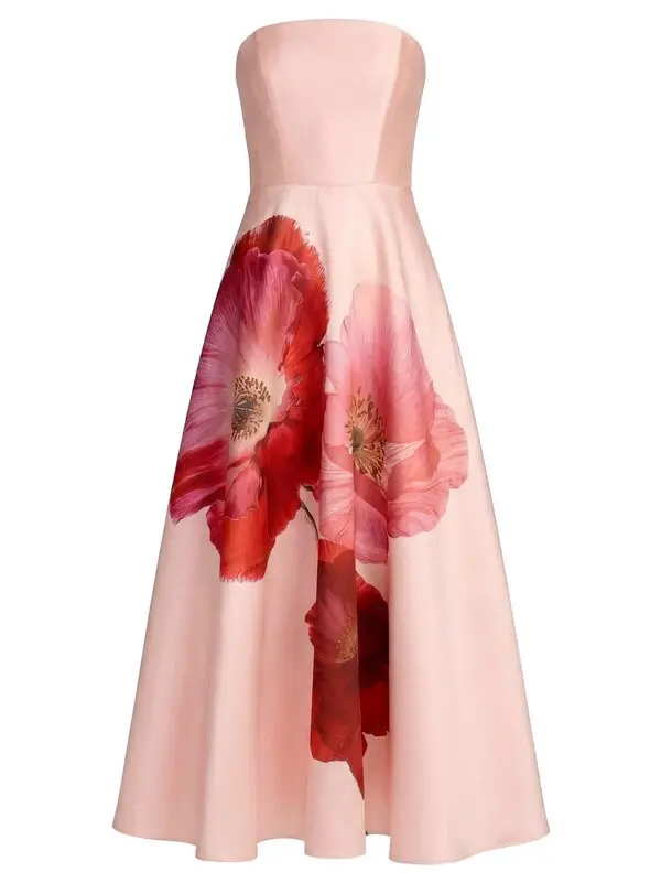 Mac Duggal Strapless A-line Midi Dress - Pink