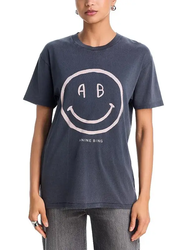 ANINE BING Cade Smiley Tee - Grey
