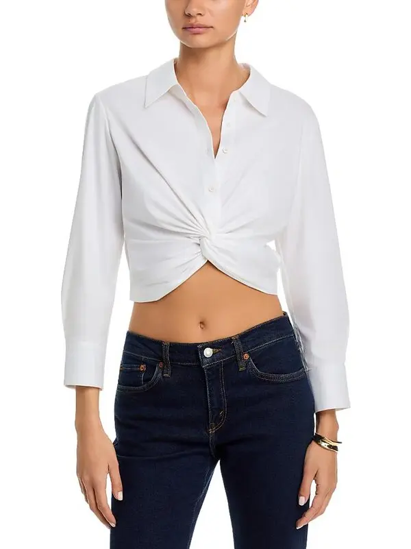Alice + Olivia Twist-front Shirt - Off White