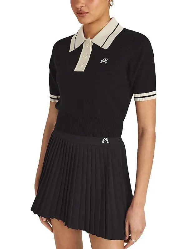 MALBON Mikayla Wool & Cashmere Knit Polo - Black