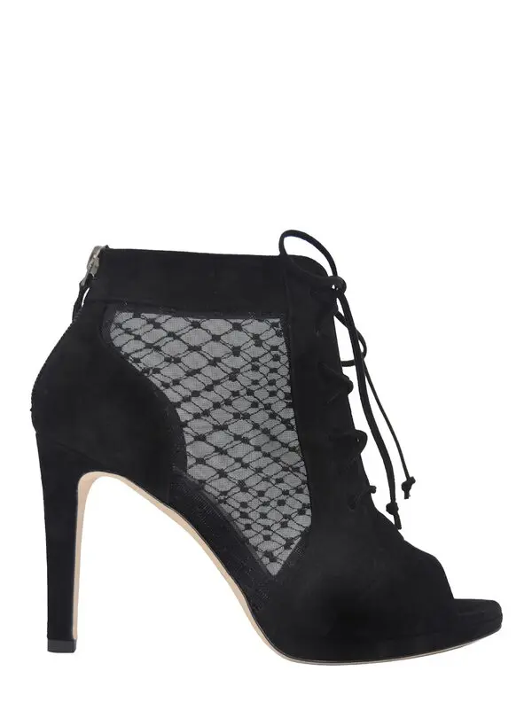 ELIZEE Bella Mesh Suede High Heel Booties - Black