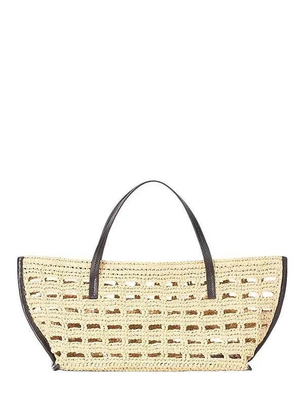 Staud Christos Mini Raffia Tote Bag - Raffia Crochet