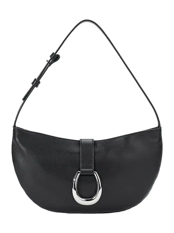 Staud Harlow Crescent Leather Shoulder Bag - Black