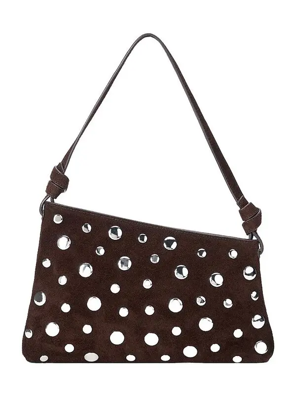 Staud Studded Suede Shoulder Bag - Espresso Suede