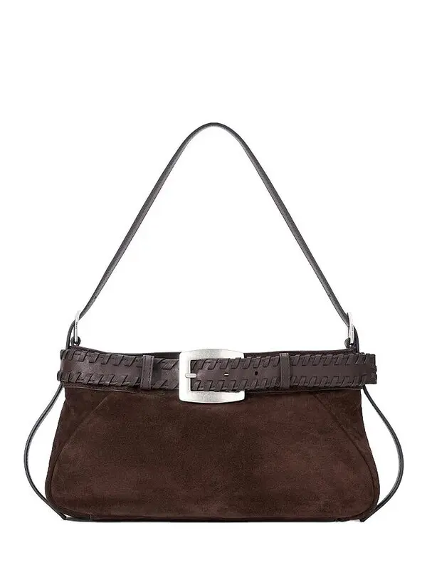 Staud Brooklyn Suede Shoulder Bag - Espresso