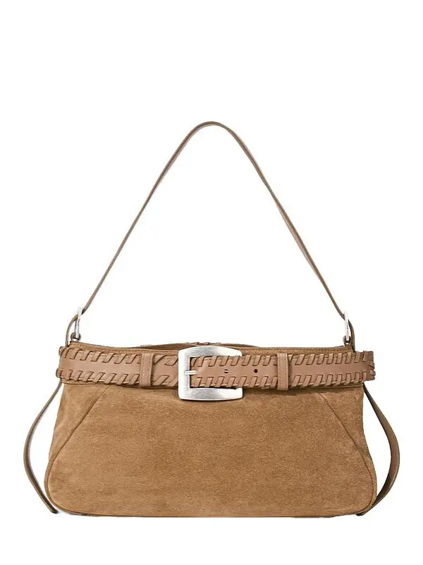 Staud Brooklyn Suede Shoulder Bag - Husk