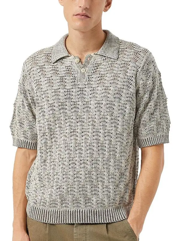 CORRIDOR Relaxed Fit Cable Lace Polo - Natural