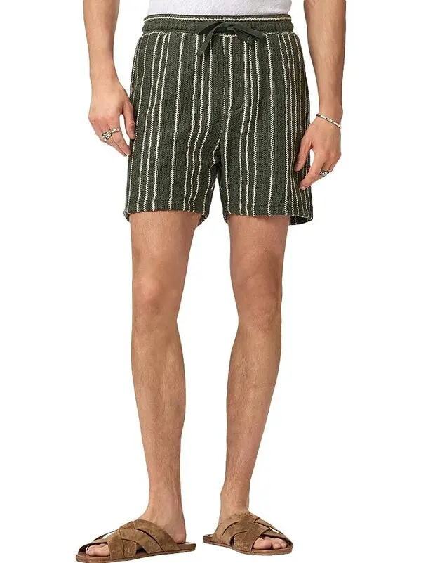 John Varvatos Everson Vertical Texture 5" Shorts - Moss