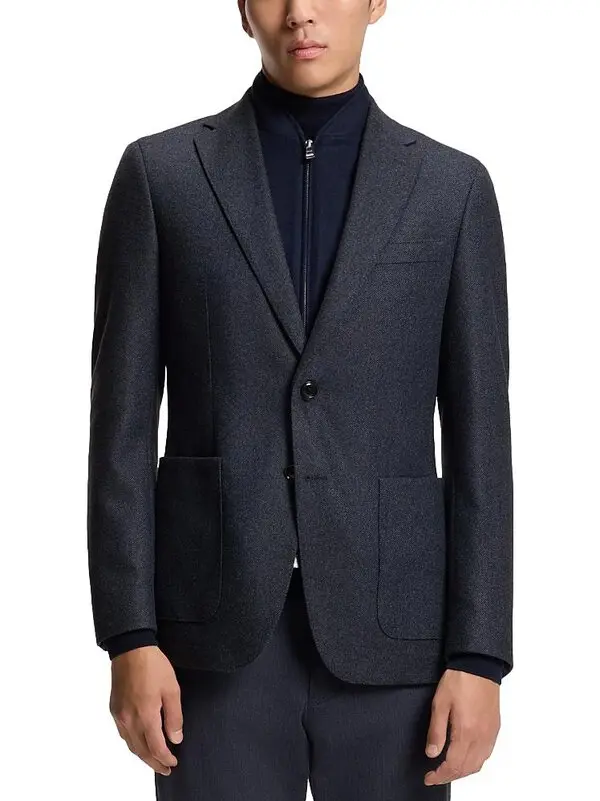 BOSS H-hutson Slim Fit Sport Coat With Removable Bib - Dark Blue