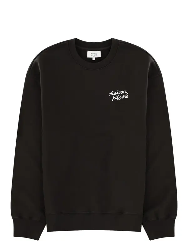 Maison Kitsuné Crewneck Sweatshirt With Embroidered Logo - Charcoal