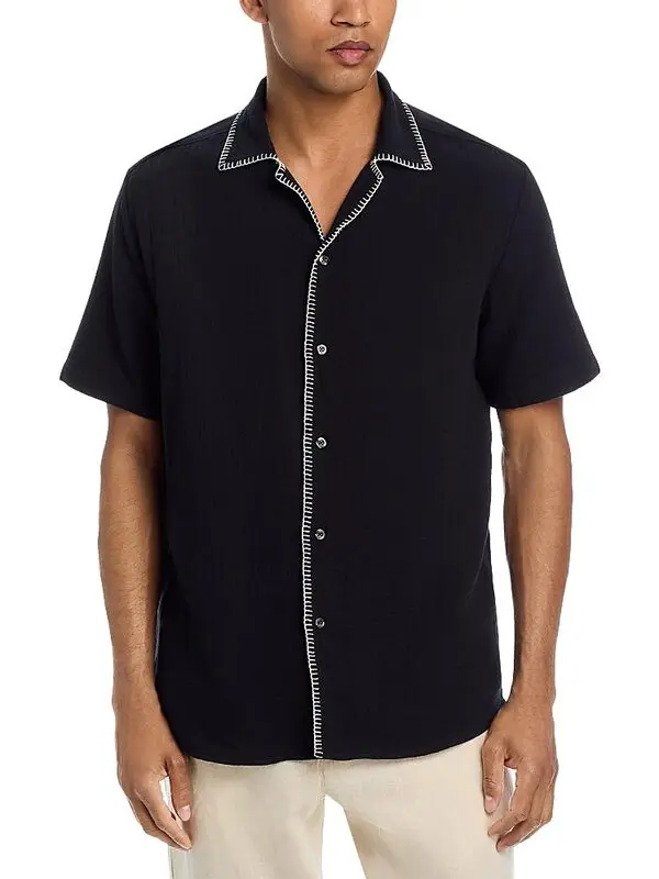 Hugo Ellino Straight Fit Contrast Piping Shirt - Black