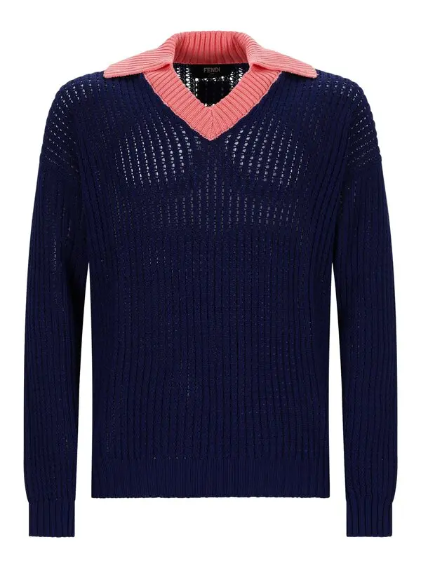 Fendi Cable Knit Pullover - Blue