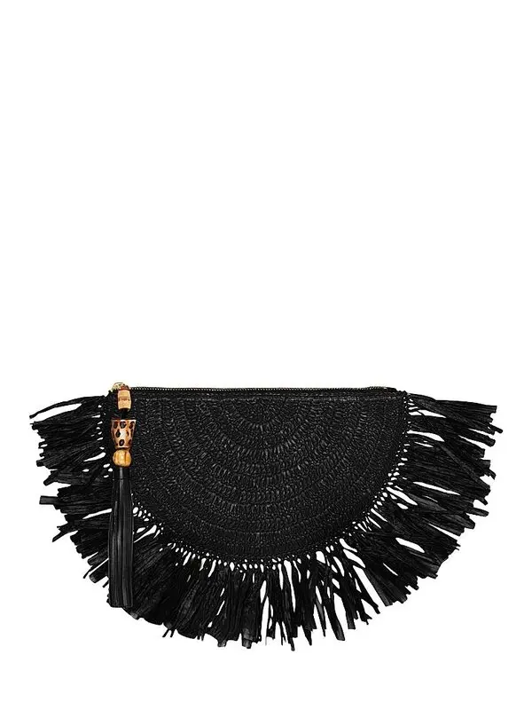 Rebecca Minkoff Lucia Small Raffia Clutch - Black