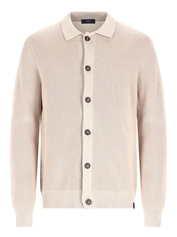 FAY Cotton Knit Cardigan - Beige