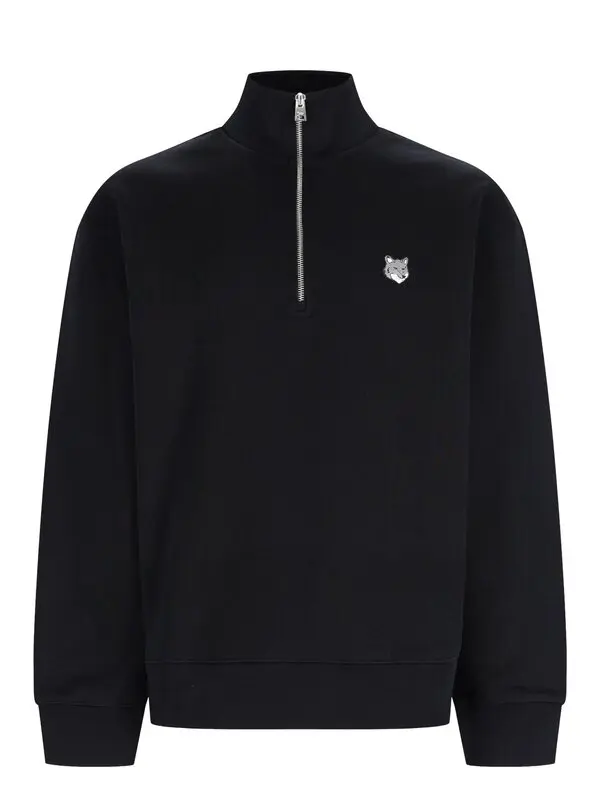 Maison Kitsuné Felpa "fox Head" Con Zip - Black