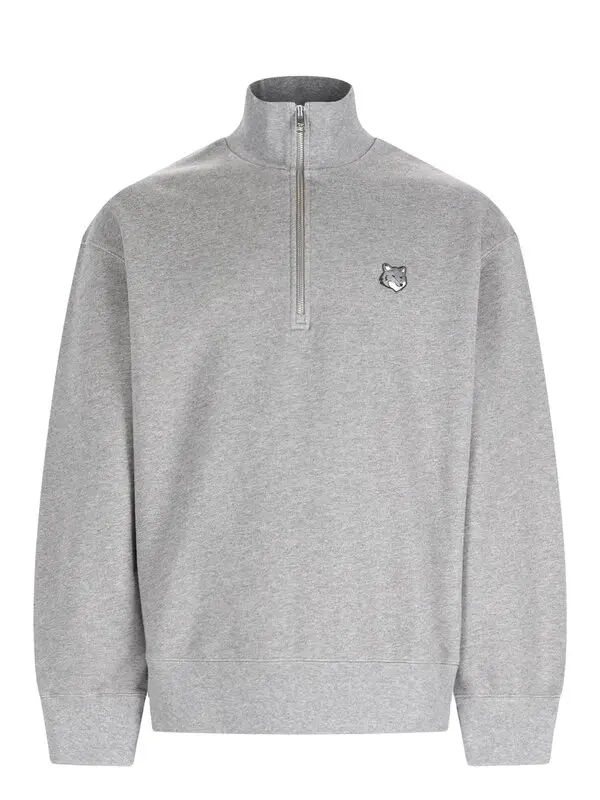 Maison Kitsuné Felpa "fox Head" Con Zip - Grey