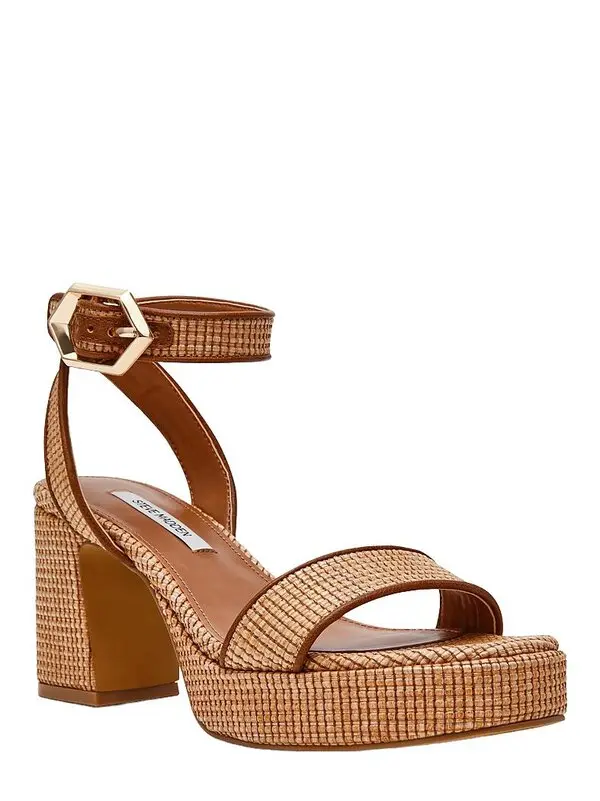 Steve Madden Elida Platform Sandals - Raffia
