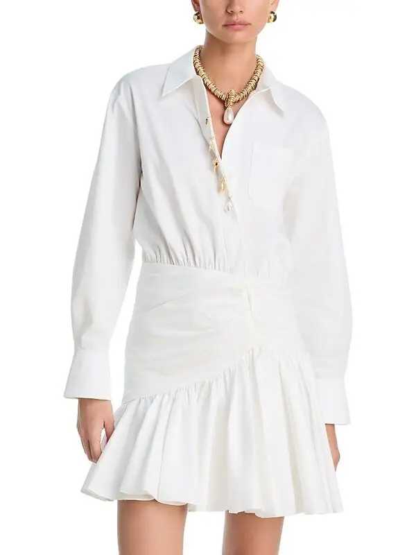 SELF-PORTRAIT Gathered Mini Dress - White