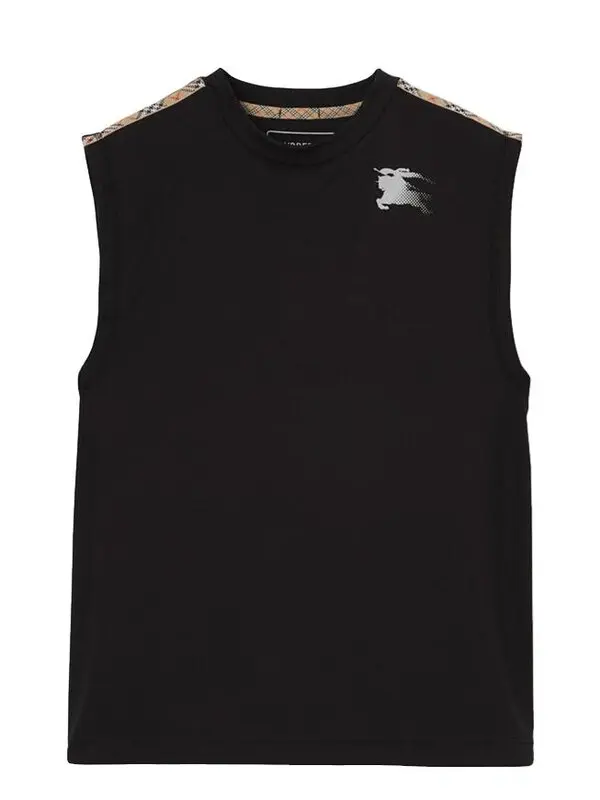 Burberry Check Trim Jersey Tank Top - Black