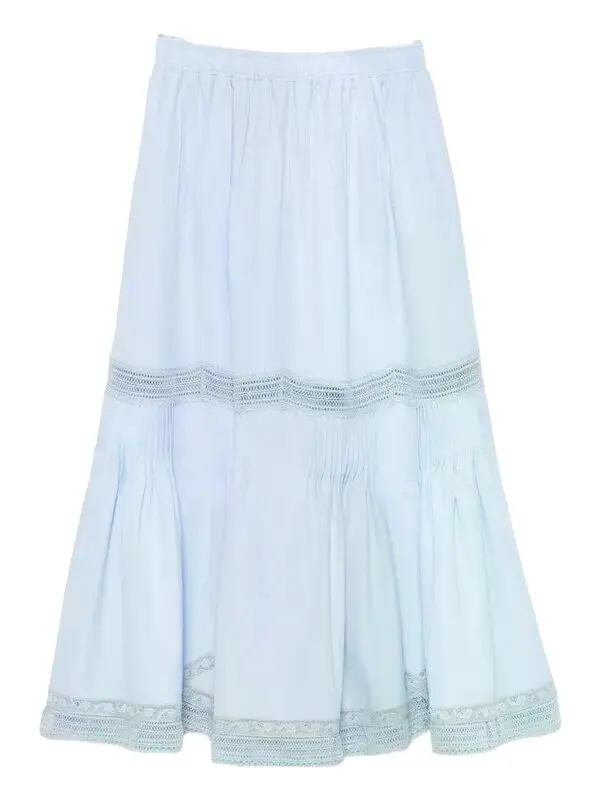 Ermanno Scervino Lace-trim Pleated Midi Skirt - Blue