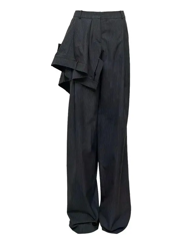 GRACE ELWOOD Pinstripe Deconstructed Trousers - Grey