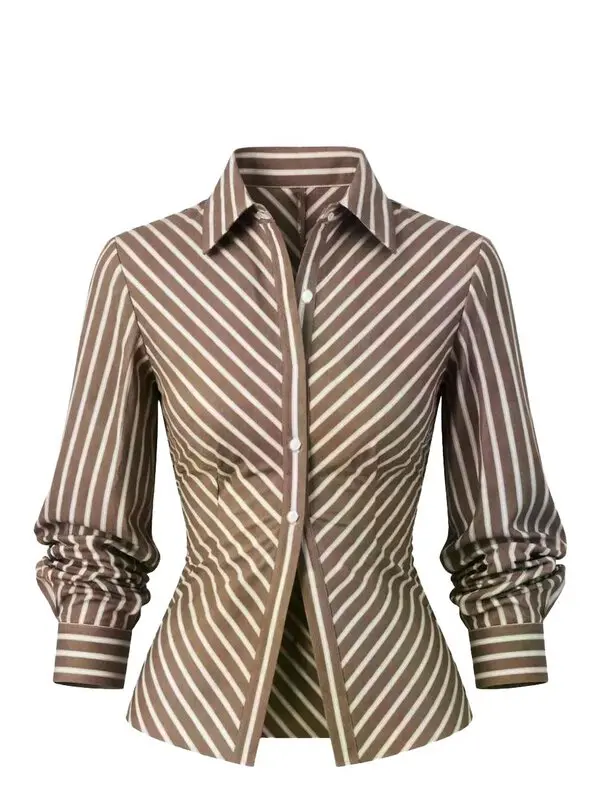 HEVRON Drexel Striped Shirt - Brown