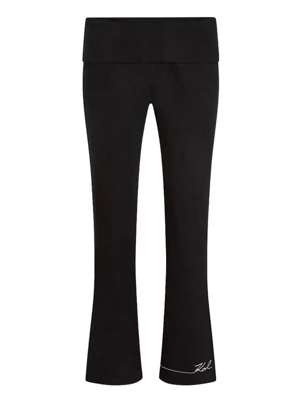 Karl Lagerfeld Signature Flare Palazzo Pants - Black