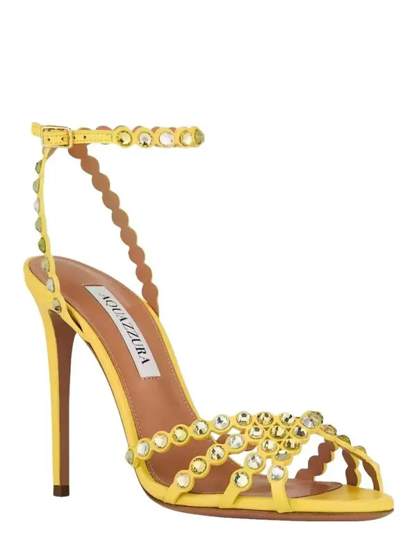 AQUAZZURA Tequila Crystal Embellished Sandals - Yellow