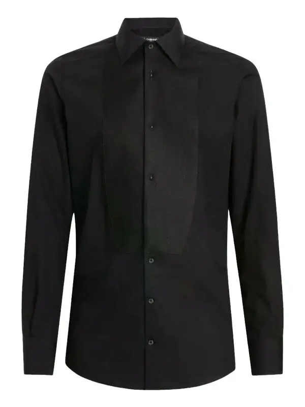 Dolce & Gabbana Cotton-poplin Gold-fit Tuxedo Shirt - Black
