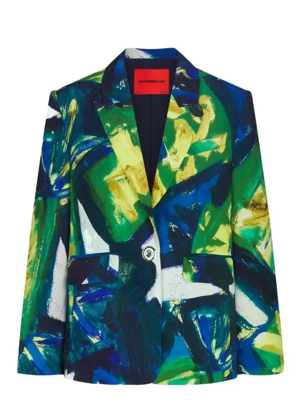 SIMONMILLER Lennox Abstract Floral Print Blazer - Blue