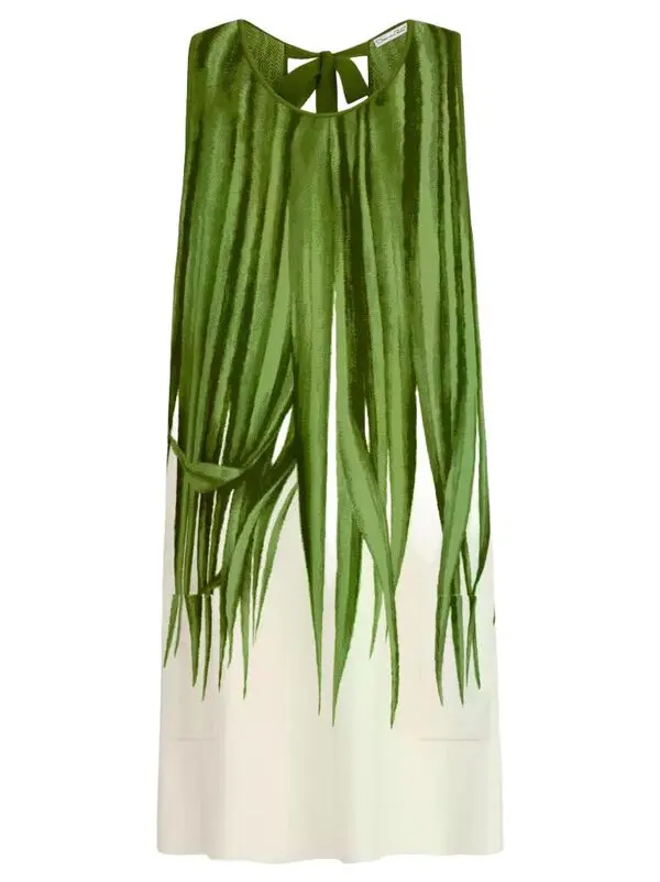 Oscar De La Renta Palm Leaves Jacquard Shift Dress - Green