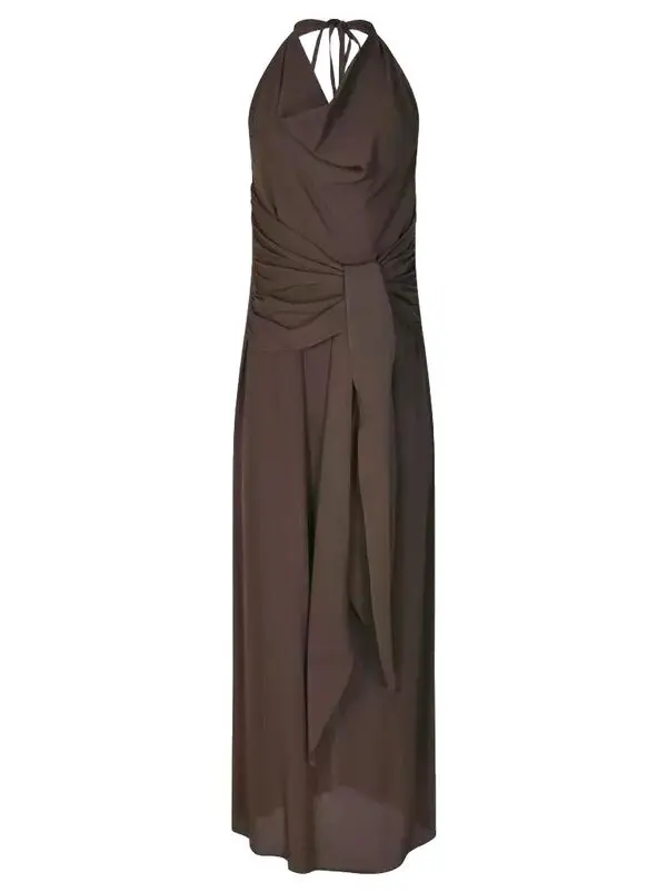 Federica Tosi Halterneck Maxi Dress - Brown