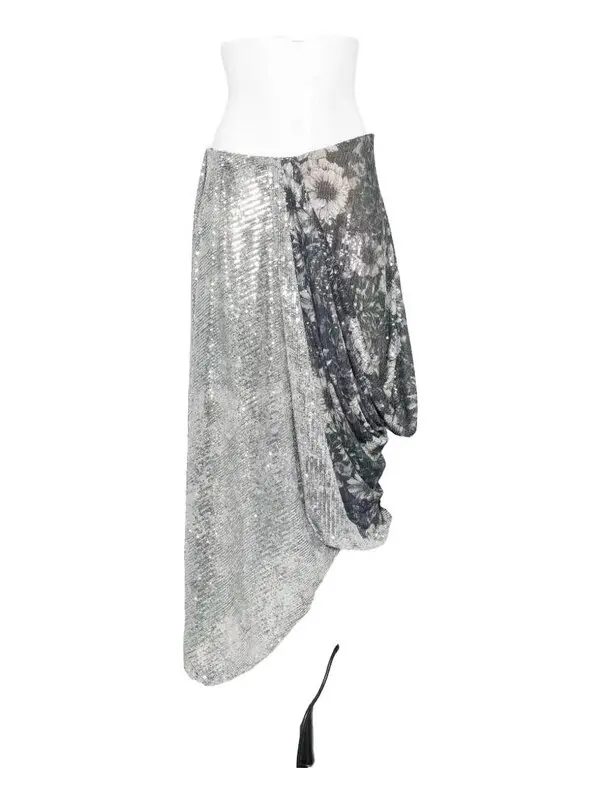 MAISON MARGIELA Sequin-embellished Floral-print Skirt - Grey