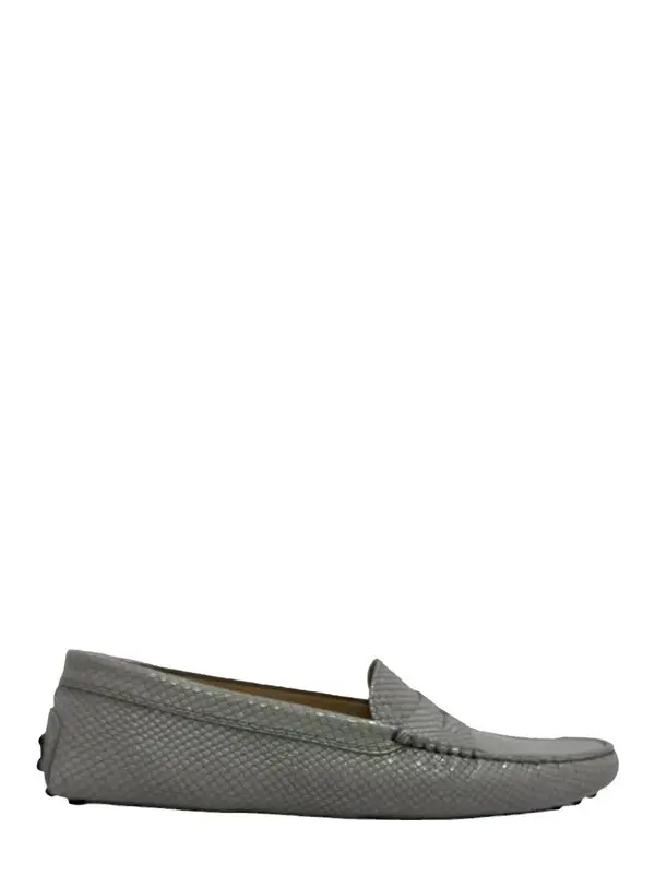 TOD'S Snake-embossed Driving Loafers - Grey