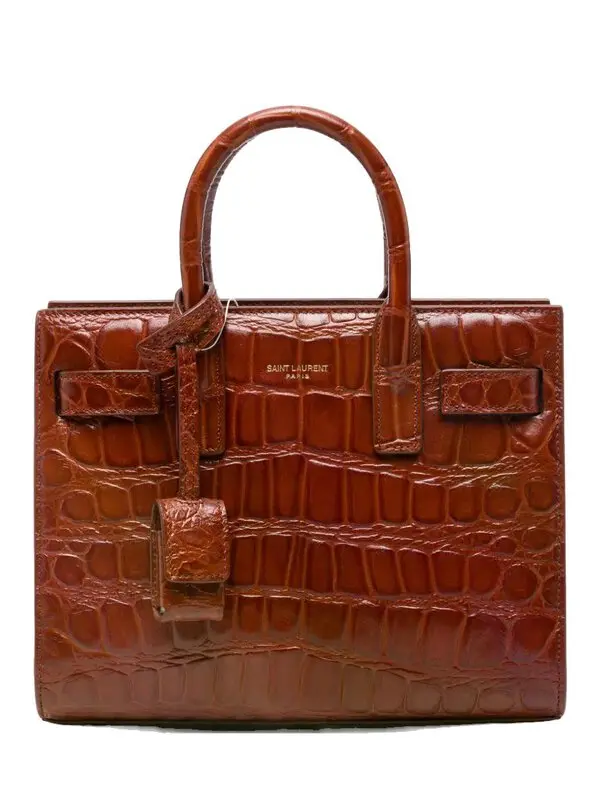 Saint Laurent Sac De Jour Crocodile-embossed Tote Bag - Brown